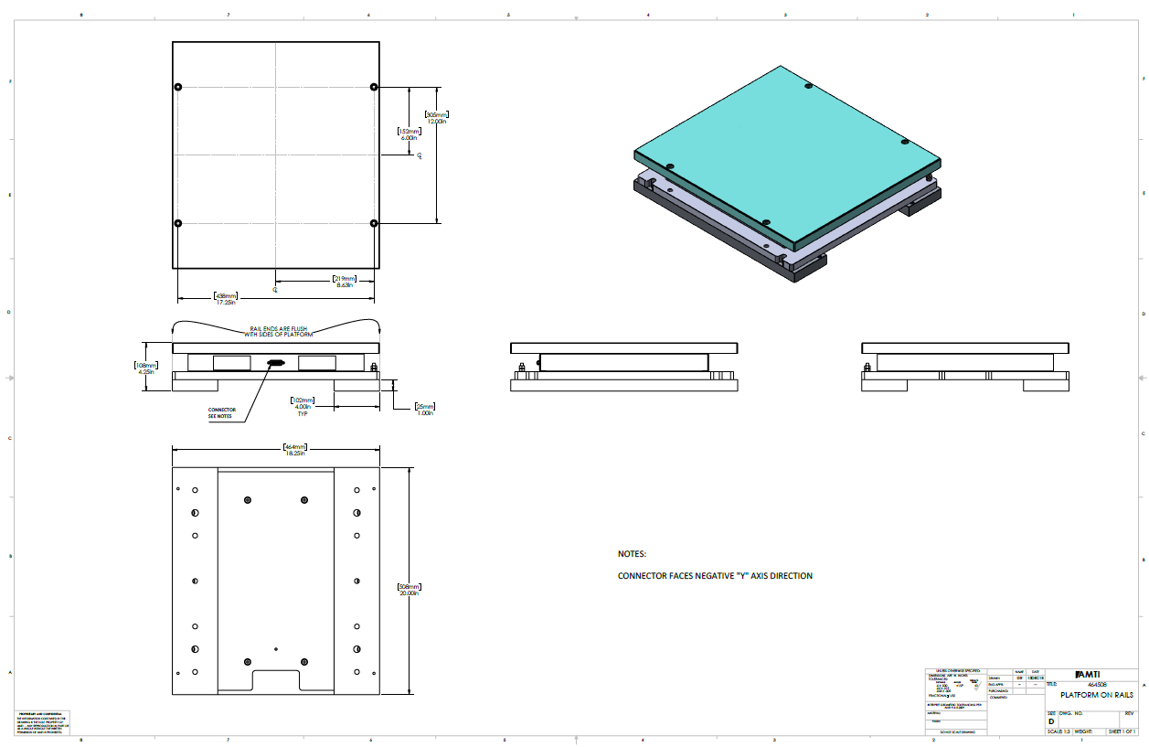 Multi-Axis Mounted Force Platform | Standard Size Force Plate | BMS464508
